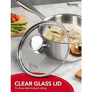 MICHELANGELO Stainless Steel Sauce Pan Set - 1, 2, 3 Qt Saucepans with Lids, Small Stainless Steel Pots for Cooking, Induction Compatible, Dishwasher & Oven Safe