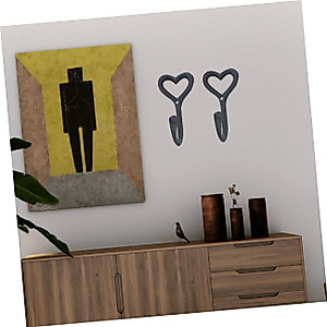 Ciieeo 2pcs Iron Hooks for Hanging Wood Clothes Hangers Retro Keychain Decorative Hooks Key Hanger Hooks Black Wall Hooks for Hanging Wall Mounted Coat Mounted Clothes Hanger Love Hat