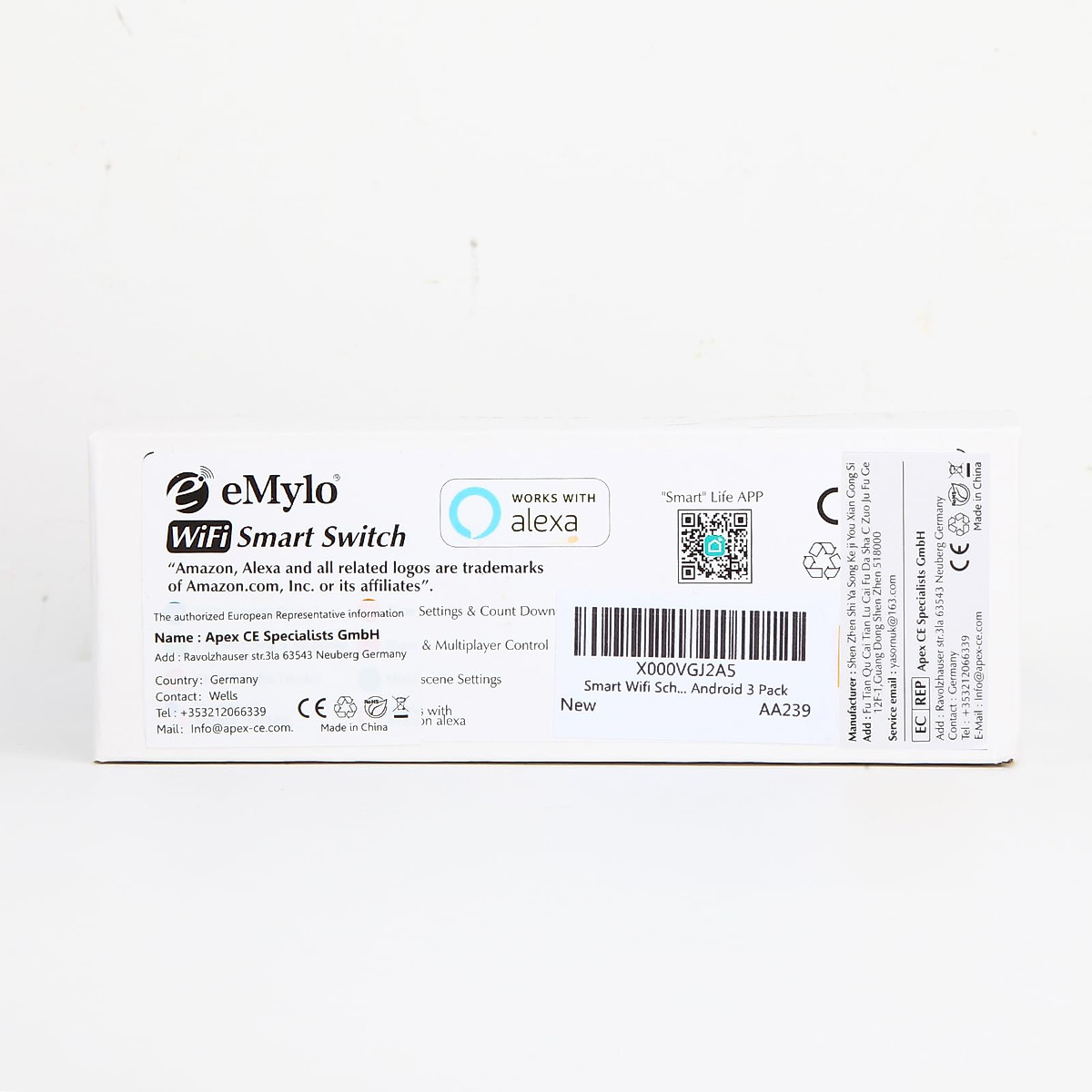 Wifi Switch, Tuya Smart Relay Wireless Remote Control Light Switch Voice Control Outlet Timer Work with Alexa and Google Assistant 90-250V One Channel, 3 Pack