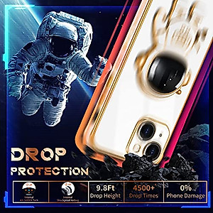 Coralogo for iPhone 13 Mini Case Astronaut Cute for Women Girls Girly Unique White Phone Cases with Astronaut Hidden Stand Kickstand 6D Design Cover for iPhone 13Mini 5.4 inch