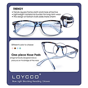 Loycco 4 Pack Computer Reading Glasses Blue Light Blocking Anti Eyestrain Flexible Lightweight Square Readers for Women Men