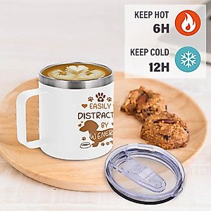 WWHSAI Dachshund Gifts - Easily Distracted by Wieners Dogs Dachshund Coffee Cups 14 Oz - Dachshunds Gifts For Women - Birthday Gift For Dackel Owners - Mothers Days Gift for Dachshunds Dog Mom Lovers