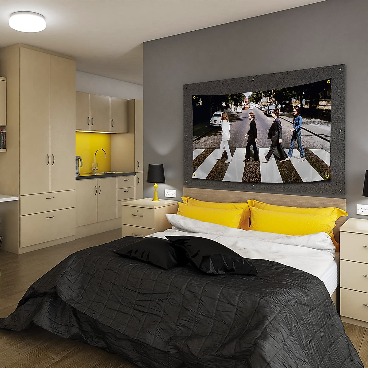 Musical Artist Flag Beatles Album Cover Funny Poster Durable Man Cave Wall Flag with Brass Grommets 3x5 Feet Flag for College Dorm Room Decor,Outdoor,Bedroom, Parties gifts, travel,events,festivals..