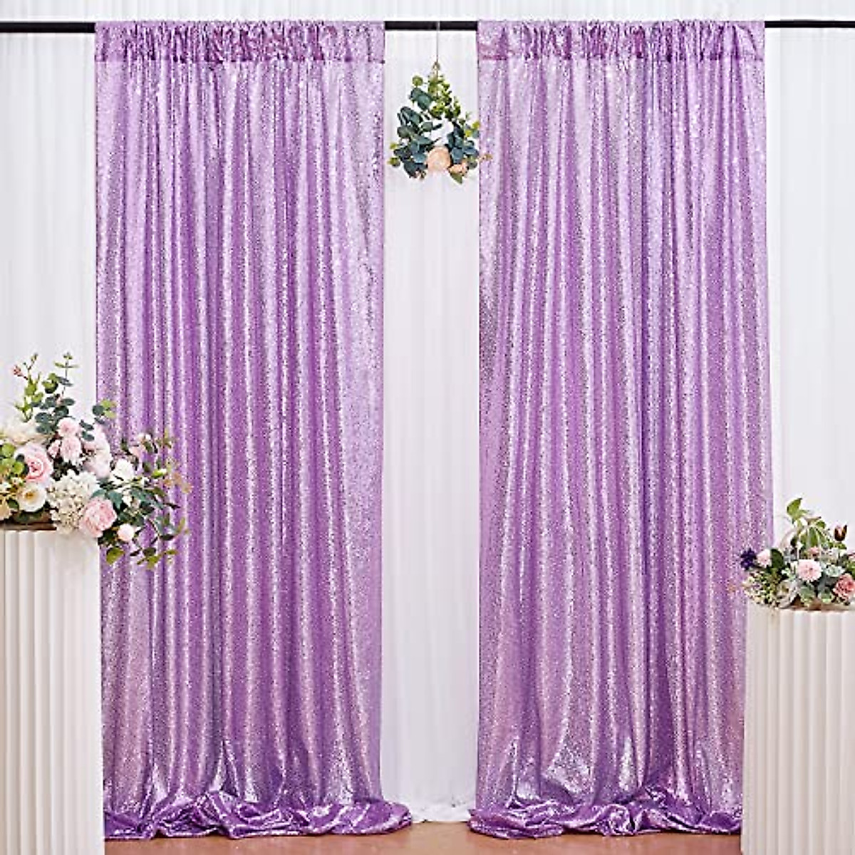Backdrop Curtains Shimmer Backdrop 2ftx8ft Lavender Curtains 2 Packs Backdrop for Birthday Party Glitter Curtains Backdrop Decorations
