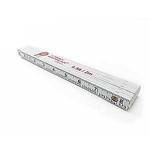 Perfect Measuring Tape Co. FR-72 Carpenter's Folding Rule Lightweight Composite Construction Ruler (Folding Yard Stick) with Easy-Read Inch Fractions - 6.5ft / 2m