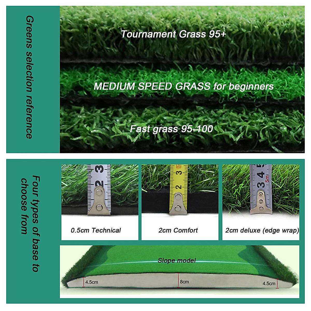 cghhome Golf Practice Blanket, 1 * 3M Fast Grass Slope Training Blanket, Home Chipping Practice Machine Mini Green, Professional Golf Training Equipment