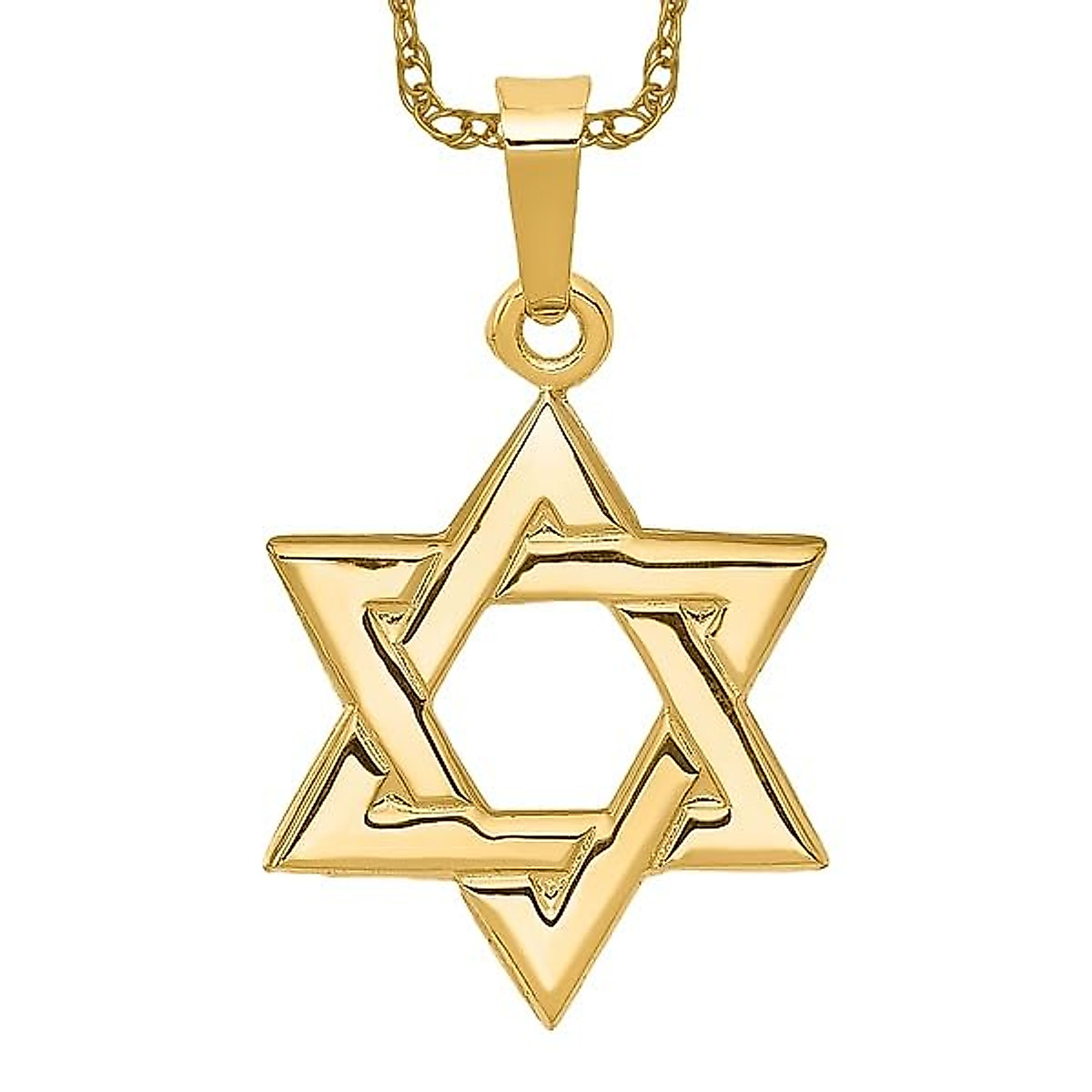 14K Yellow Gold Star of David Jewish Magen Necklace Judaica Religious Pendant Israel Charm 23mm x 13mm Only