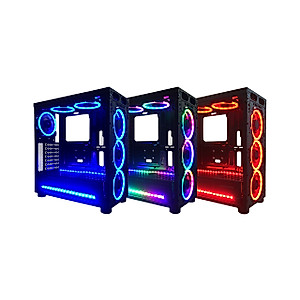 Apevia ST6P2-RGB Spectra 120mm Silent Dual Ring RGB Color Changing LED Fan with Remote Control, 16x LEDs & 8X Anti-Vibration Rubber Pads w/ 2 Magnetic LED Strips (6+2-pk)