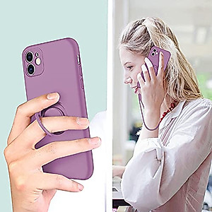SouliGo iPhone 11 Case, Phone Case iPhone 11, Slim Silicone Protective Kickstand Ring Holder Soft Rubber Hybrid Hard Bumper Shockproof Protection Non-Slip with Car Mount Girls Women Cover, Deep Purple