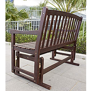 Merry Garden 2-Person Glider Bench Wooden Bench for Outdoor Patio Garden Dining, Stained