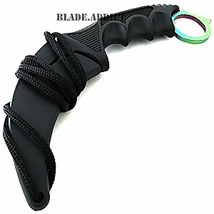 TACTICAL COMBAT KARAMBIT NECK KNIFE Survival Hunting BOWIE Fixed Blade RAINBOW