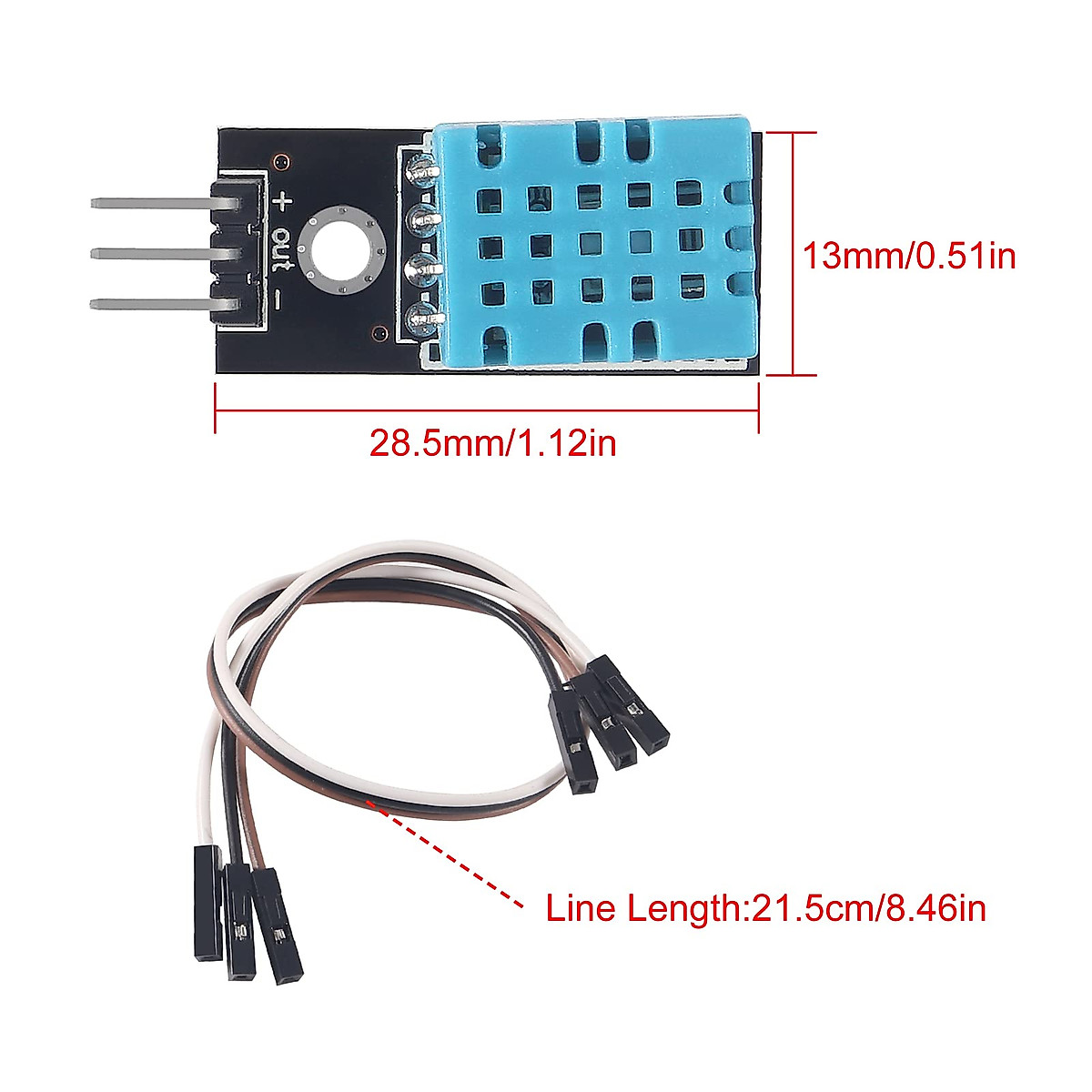 6pcs DHT11 Temperature Humidity Sensor Module Digital Temperature Humidity Sensor 3.3V-5V with Wires, Humidity Measure Range 20%-95% Temperature Measure Range 0-50℃