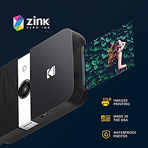 KODAK Smile Instant Print Digital Camera – Slide-Open 10MP Camera w/2x3 Zink Printer (Black/ White)
