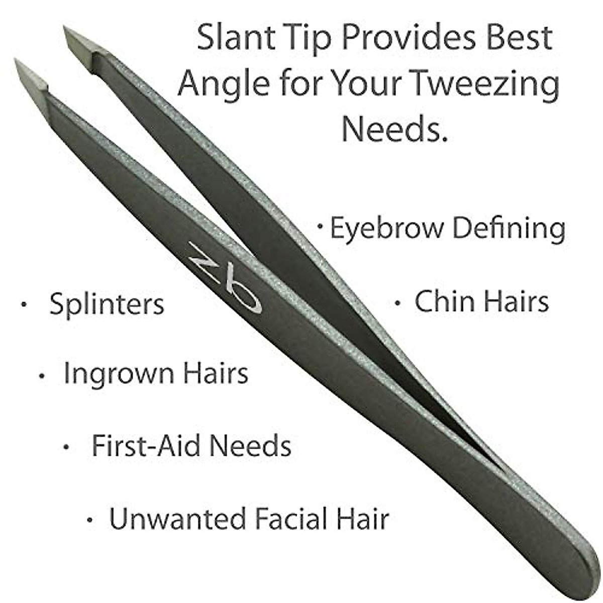 Zizzili Basics Tweezers - Surgical Grade Slant and Pointed Tweezer for Eyebrow, Facial Hair Removal and your Precision Needs - Bundle