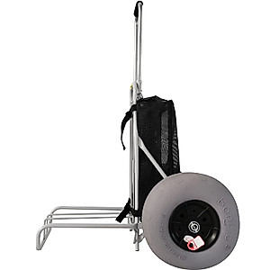 VEVOR Beach Carts for Sand, 14" x 14.7" Cargo Deck, w/ 13" TPU Balloon Wheels, 165LBS Loading Capacity Folding Sand Cart & 29.5" to 49.2" Adjustable Height, Heavy Duty Cart for Picnic, Fishing, Beach