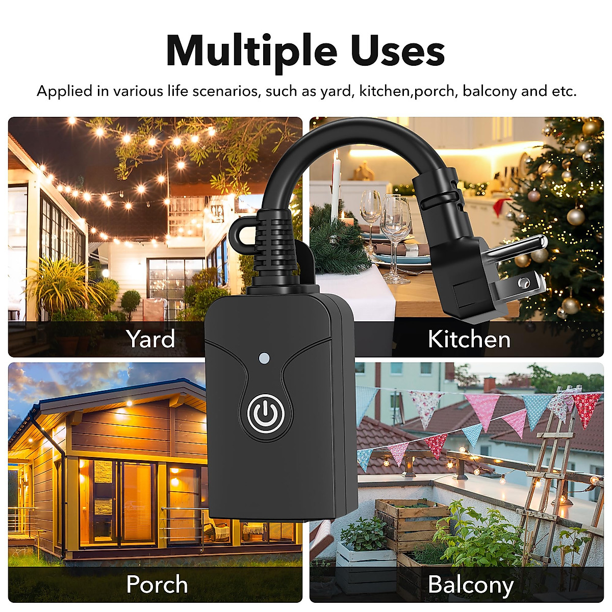 Outdoor Smart WiFi Plug Outlet, HBN Heavy Duty Wi-Fi Timer with One Grounded Outlet, Wireless Remote Control by App Compatible with Alexa and Google Home Assistant 2.4 GHz only, ETL Listed (1 Pack)