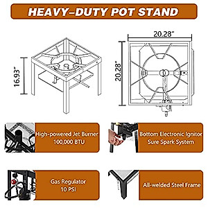 Creole Feast SBK0801 Seafood Boiling Kit with Strainer, Outdoor Aluminum Propane Gas Boiler with 10 PSI Regulator, Silver