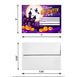 Halloween Party Invitations with Self Seal Envelopes | 15 Halloween Party Invitations and 15 Envelopes | 5 inches x 7 inches Halloween Birthday Party Invitations with A7 White Envelopes | Haunted House Pumpkin Spooky Party Invitations for Kids and Adults