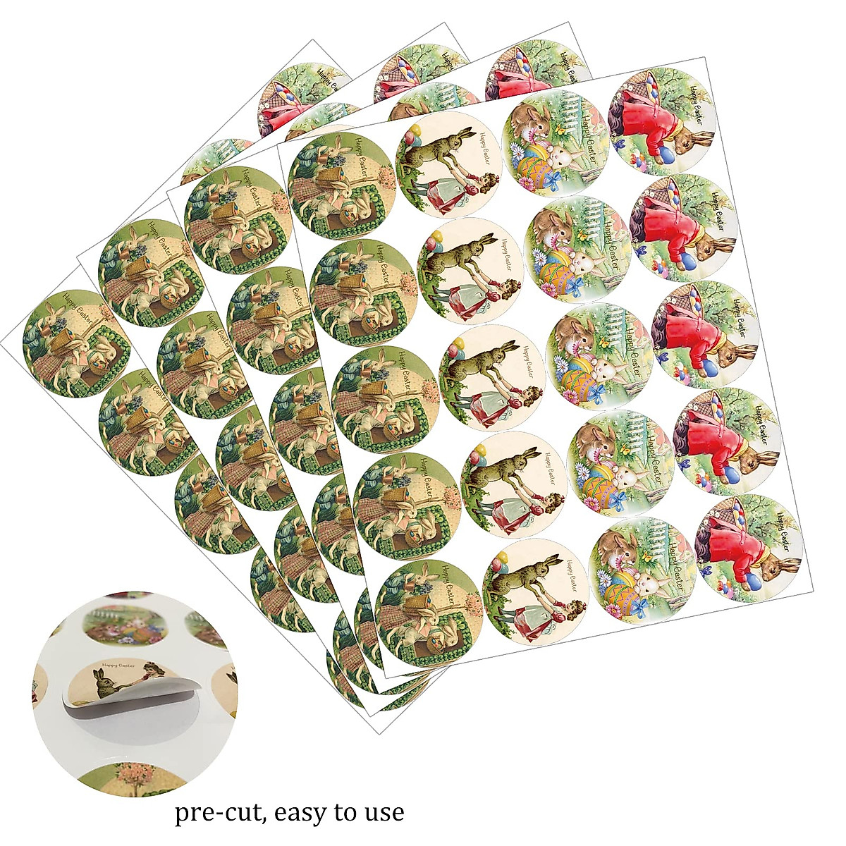 Miatoi 80 Vintage Easter Stickers, Victorian Happy Easter Stickers Labels, Retro Easter Eggs Bunny Gift Party Favor Decorations(HEST-1)