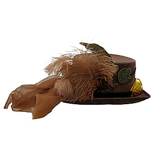 Jacobson Hat Company Deluxe Velvet 4.25 Inch Steampunk Top Hat With Removable Goggles (Brown), One Size