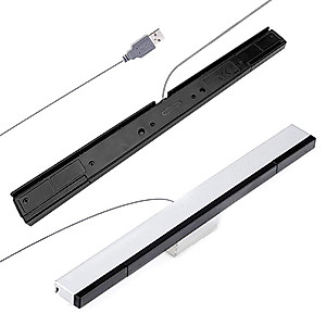 SOONORY for USB Wii Sensor Bar, Infrared IR Ray Motion Sensor Signal Receiver for Nintendo Wii and Wii U Console USB Port with Stable Stand(Black/Silvery)