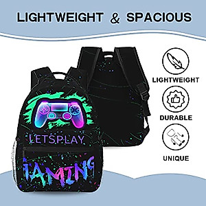 SENROLAN Abstract Gamepad Backpack Games Gaming Travel Laptop Backpack Water Resistant Bags Bookbag Travel Hiking Camping Daypack for Adults Teens Boys Girls