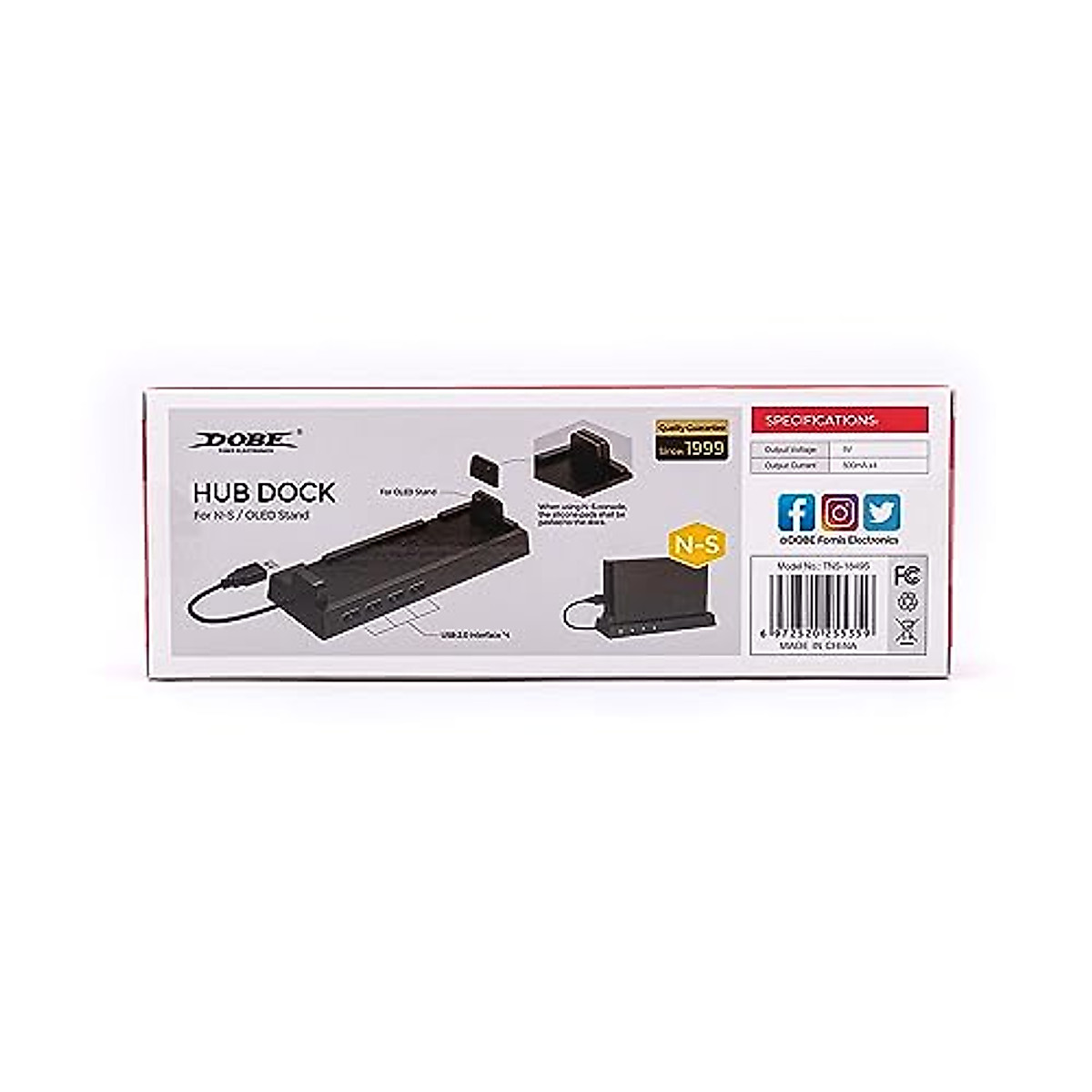 Mcbazel USB Hub for Switch Dock, 4 Ports USB 2.0 Hub Dock Compatible with NS Switch - Black