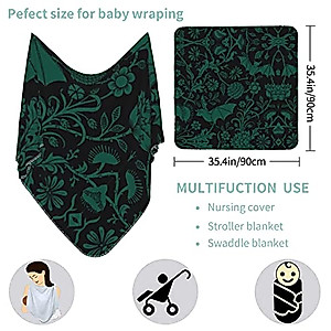 Belinyo Bat Flower Baby Swaddle Blankets Nursing Cover Infant Receiving Blankets for Crib, Stroller, Travel( 36x 36'')
