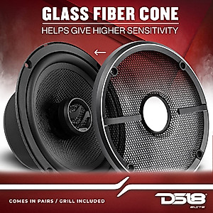 DS18 ZXI-654 6.5" Car Audio Coaxial Car Speakers with Built in Neodymium Tweeter and Kevlar Cone 2 Way 240 Watts Max 4 Ohm - Car Stereo Sound System with Removable Grill (2 Speakers)