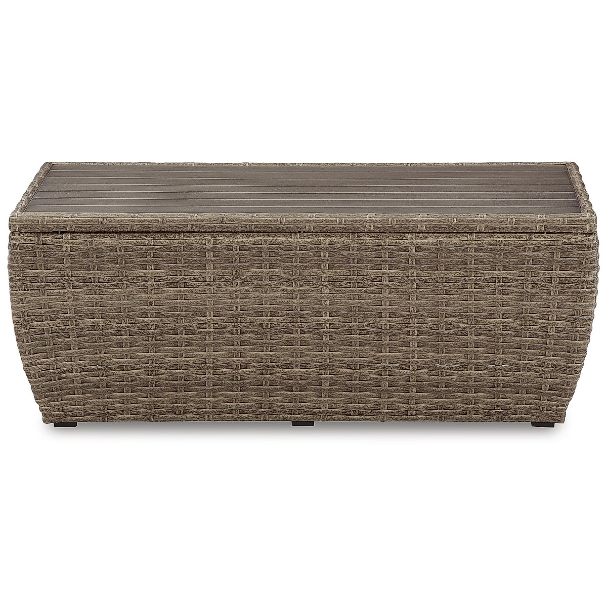 Signature Design by Ashley Sandy Bloom Casual Outdoor Resin Wicker Rectangular Coffee Table, Light Brown