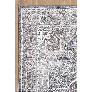 The Rug Collective Machine Washable Area Rugs 9x12 Living Room- Distressed, Vintage, Premium Recycled Cotton | Fade & Stain Resistant, Pet & Kid Friendly, Eco Friendly, Non-Shed, Non-Slip | Kendra Ash