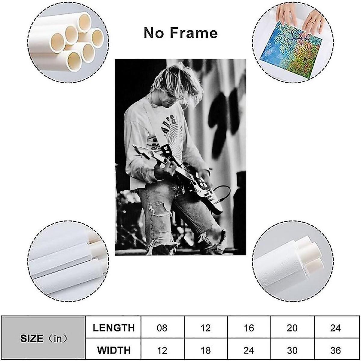 ROCK Singer Poster Kurt Poster Cobain Poster Poster Art Decor Painting Aesthetic Wall Art Canvas for Bedroom Decor 12x18inch(30x45cm) Unframe-style