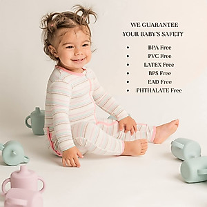 Silicone Sippy Cup, Toddler Training Cup with Handles, Leak-Proof & Safe Lid, Baby Learning Open Cup 5 Ounces (ROSE PINK)