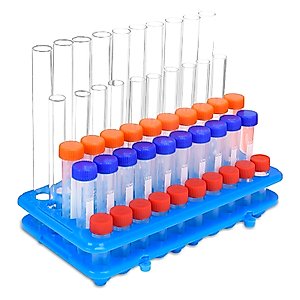 Lab Test Tube Holder Rack Plastic Tube Holder with Silicone Fixing pad centrifuge Tube Stand Rack for 5ml 10ml 15ml(1, Blue, 1pcs 9.7In*5.5In* 1.9In)