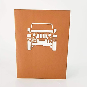 POP CARD EXPRESS Blue Jeep Pop up Birthday Card, Thank You Card, Love Card, Graduation Card, Anniversary Card, Just Because, Romantic Cards for Man, Woman, Lady, Girl, Boy Jeep Pop Up Card (Blue)