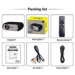 Mini Projector Portable Projector Compatible with HDMI/VGA/AV/DVD/USB/Headphone Jack/Laptop/ iOS & Android Apartment Must Haves Electronics Tech Gadgets Birthday Gifts for Men Personalized Gifts