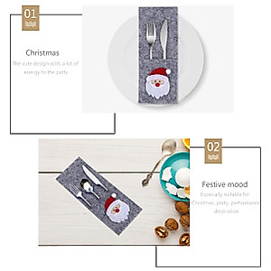 4 Pieces Christmas Cutlery Holder Costume Silverware Holder Burlap Utensil Holder Knife Fork Bags Christmas Dinner Table Decorations