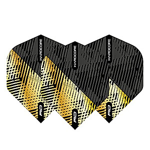 RED DRAGON Hardcore Premium Gold & Black Fleck Dart Flights - 3 Sets Per Pack (9 Dart Flights in Total)