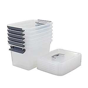 EudokkyNA 5L Small Plastic Storage Bin, Clear Storage Boxes Set of 6