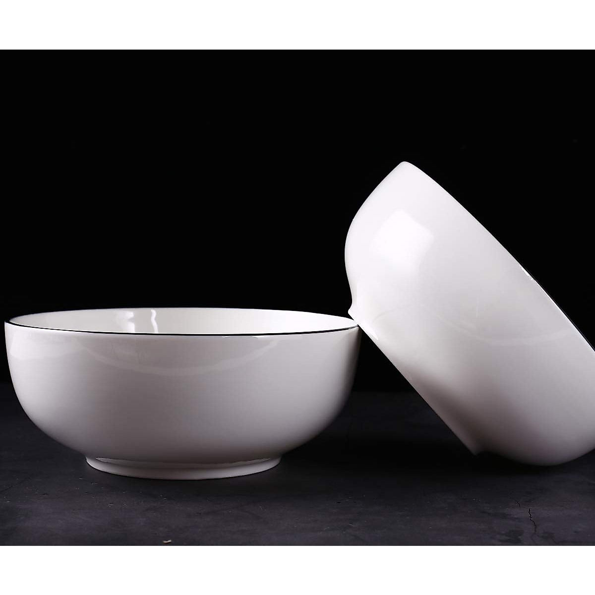 AWHOME Cereal Pasta Soup Bowls Super Large White Fine Porcelain Stackable Round Salad Soup 3-Pack-60 Oz Bowl (8 inch, Bowl set of 3)