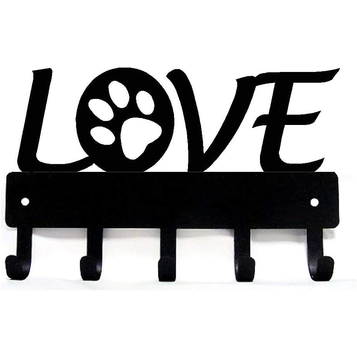 The Metal Peddler Love with Dog Paw #1 Key Rack Hanger & Holder- Small 6 inch Wide - Made in USA