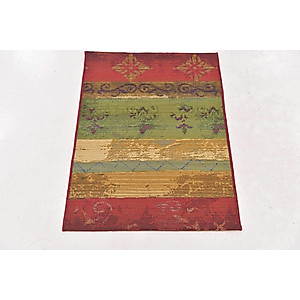 Unique Loom Outdoor Modern Collection Area Rug - Traditional (2' 2" x 3' 1" Rectangle, Multi/ Gold)
