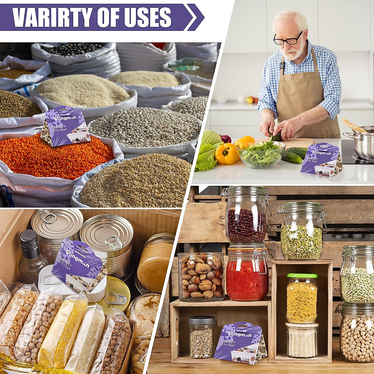 10 Pack Pantry Moth Traps, Sticky Glue Trap for Food and Cupboard, Moth Repellent for Closets, Safe for Child and Pets