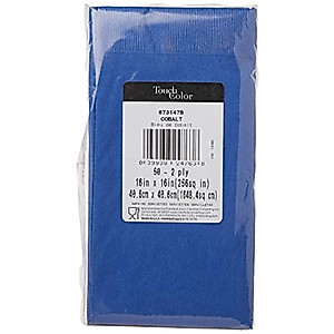 50-Count Touch of Color Paper Dinner Napkins, Cobalt