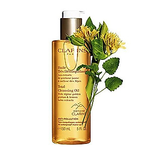 Clarins Total Cleansing Oil | Removes Long-Wearing, Heavy and Waterproof Makeup and Pollutants | Preserves Skin's Microbiota | Easy Rinse | Safe For Use On Face, Eyes and Lips | Dermatologist Tested