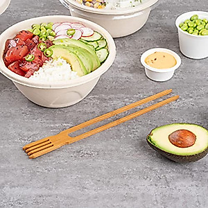 Restaurantware 10 Inch All-In-One Chopsticks With Fork 100 Multi-Functional Chopstick Utensil Combo - Durable Sustainable Bamboo Fork Chopsticks For Home Travel Or Take Out