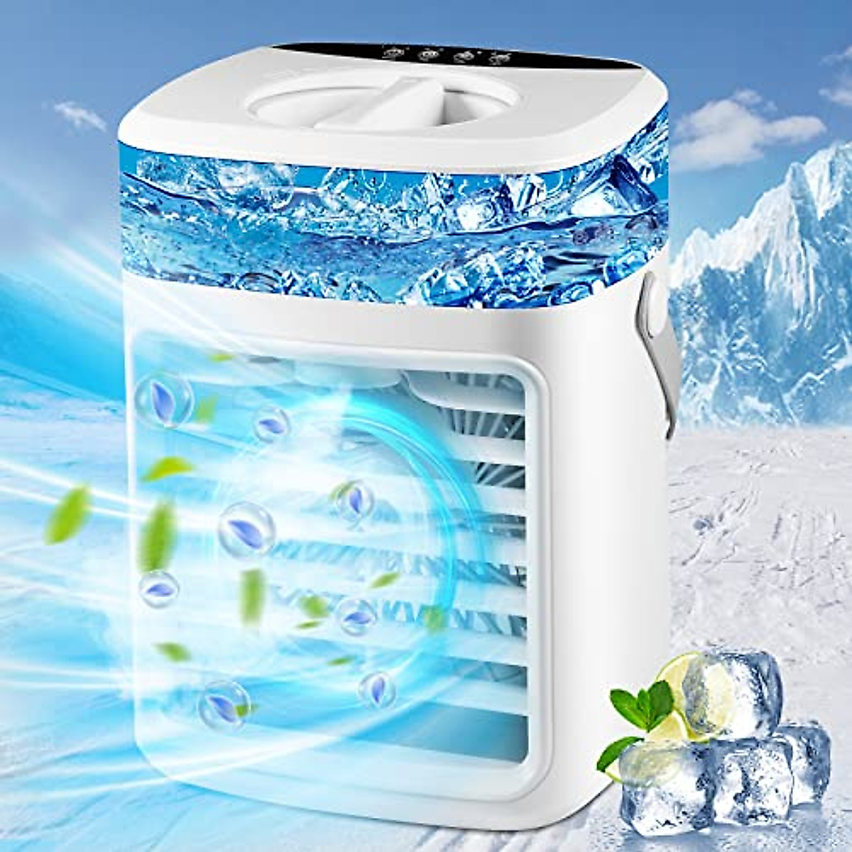 Chill2.0 Mini Air Conditioner with 700ML, Portable Air Conditioner, Evaporative Air Cooler, 3 Speeds Personal Space Cooler Humidifier, Small Portable AC Desk Spray Fan for Home Office Room