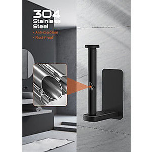 Anfly RV Camper Self Adhesive Toilet Paper Holder with 2 Hanging Hooks for Campers, Bathroom, Kitchen and Bedroom,No Drill/Stick On Toilet Paper Holder Wall Mount, Black