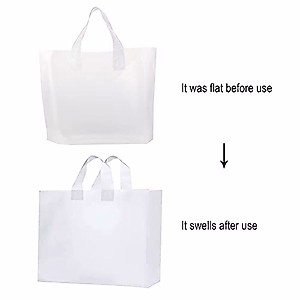 Plastic Bags with Handles Bulk, 100 Pcs Frosted Clear Bags with Handles Soft for Shopping Bags, Gift Bags, Take Out Bags, High-Density Big Size 15.7" x 11.8" x 5.9"