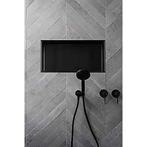 Shower Niche - NO TILE NEEDED 24" X 12" Powder Coat Black Recessed Single Shelf Organizer – Best Modern In Wall Bathroom Accessory for Shower or Tub Storage | Nook Insert Holds Soap Bottles Toiletries